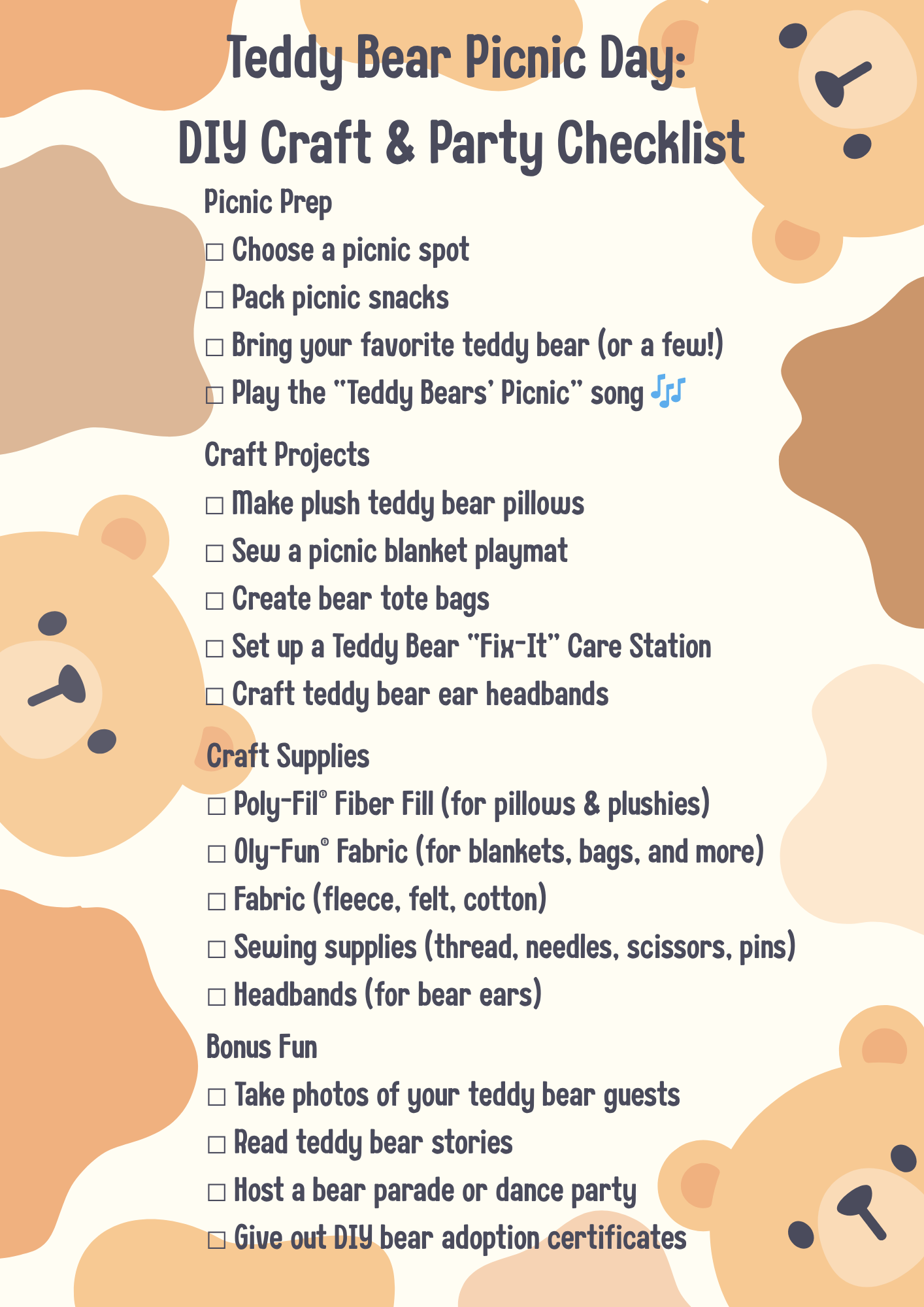 Teddy Bear Picnic Crafts